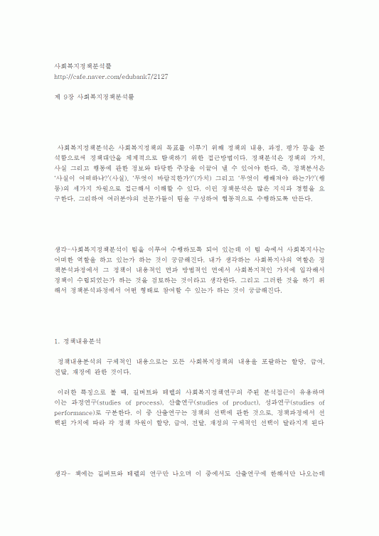 사회복지정책 분석