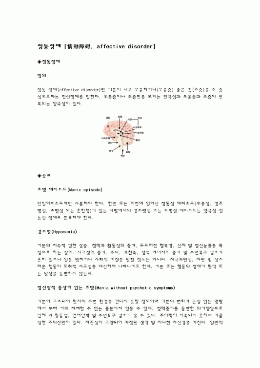 정동장애의 정의, 원인, 종류, 진단 등
