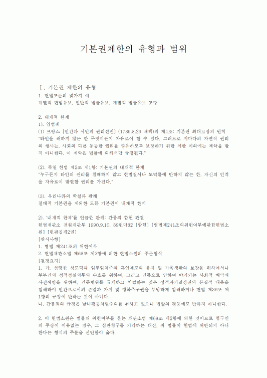 기본권제한의 유형과 범위
