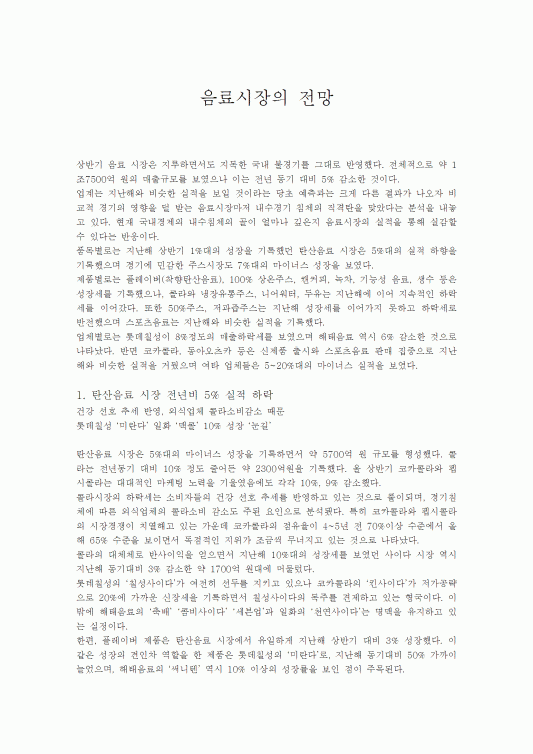 음료시장의 전망