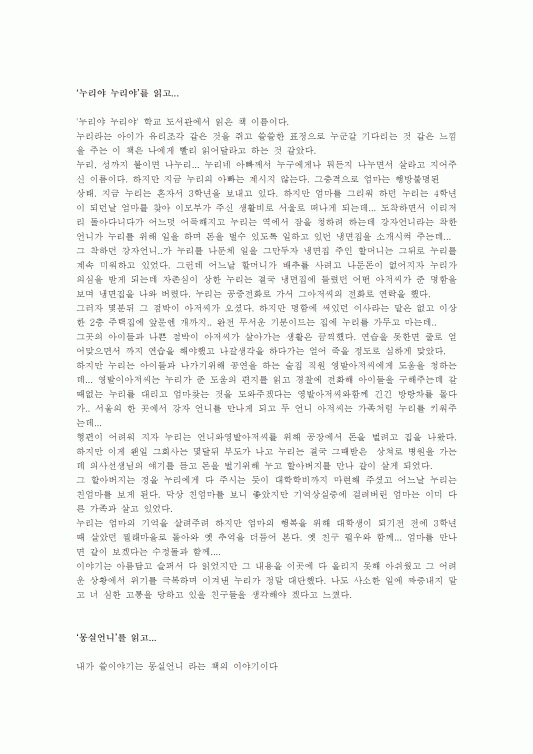아동용 도서 독후감 모음...