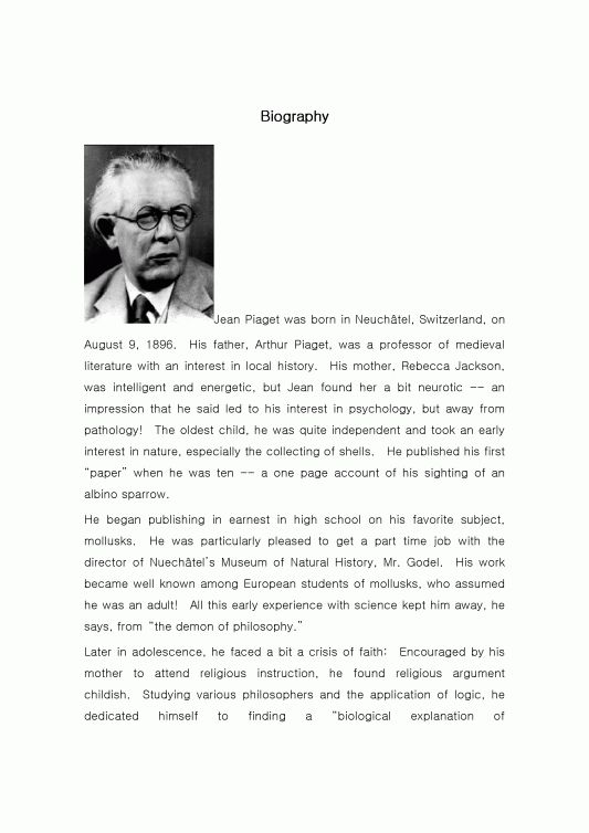 piaget theory 레포트 자료
