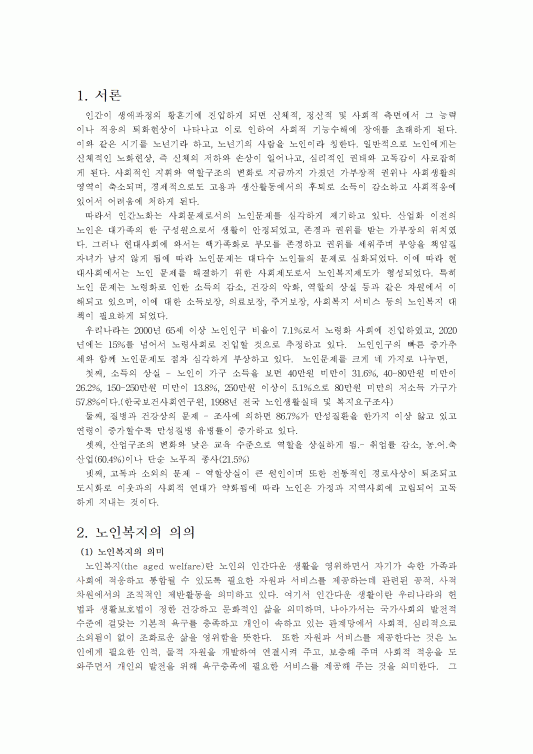 [사회복지] 노인복지의 문제점과 발전방향