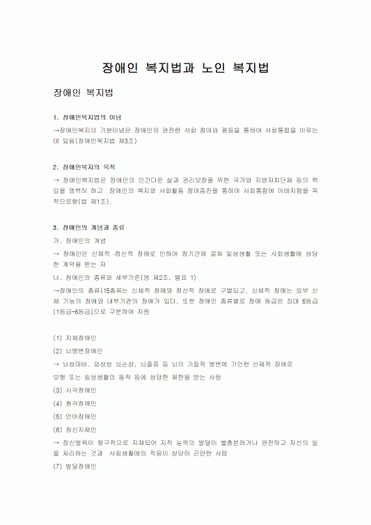 장애인 복지법과 노인 복지법