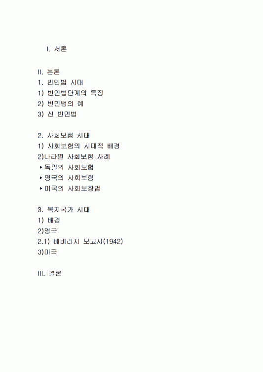 사회복지정책의 역사 세 단계에 대하여