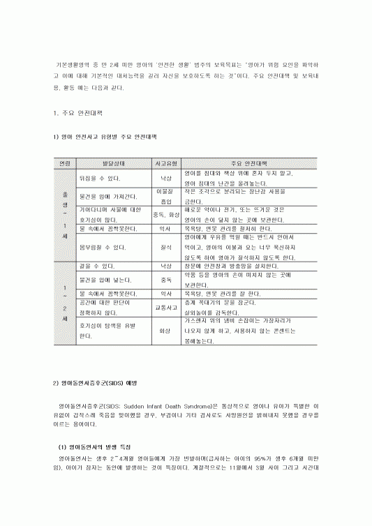 보육과정중 안전한 생활