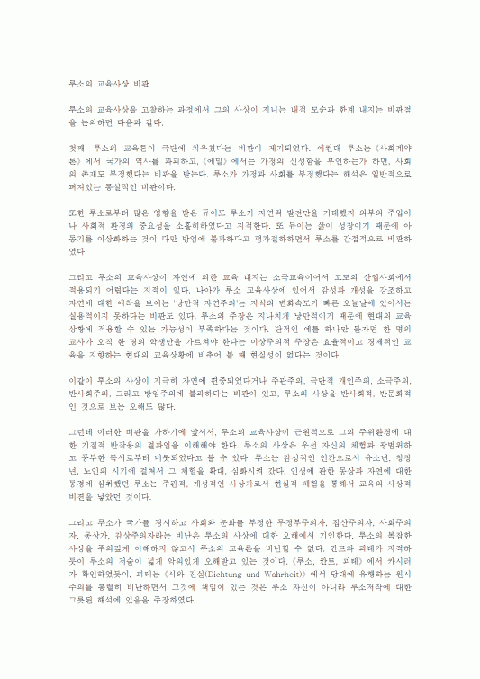 루소의 교육사상 비판