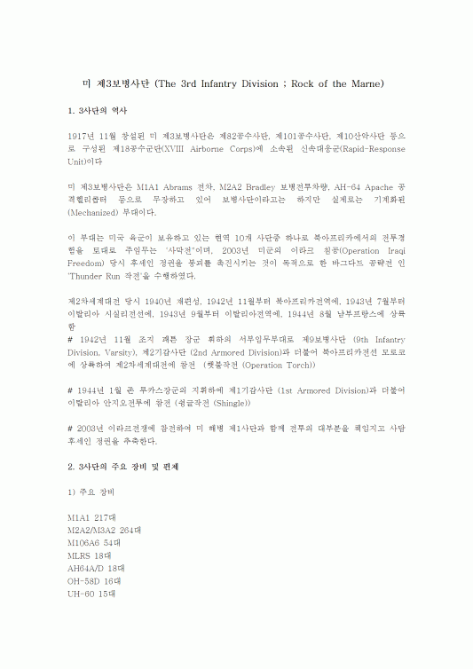 이라크 전쟁시 미3사단의 작전분석