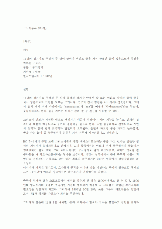 구기종목 3가지