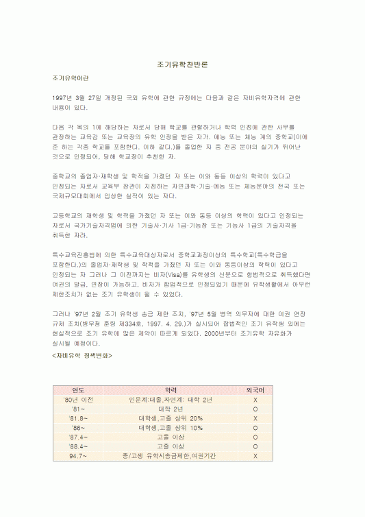 조기유학찬반론