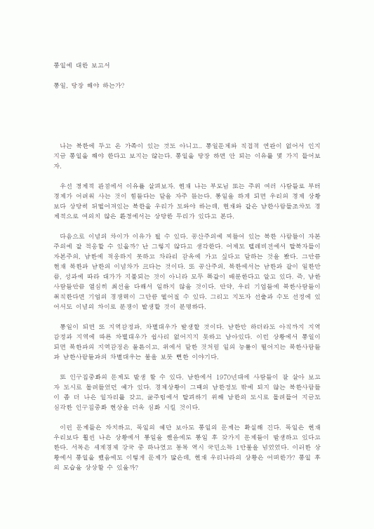 통일에 대한 보고서
