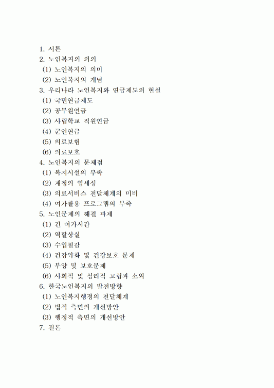 노인복지의 문제점과 발전방향 [사회복지]