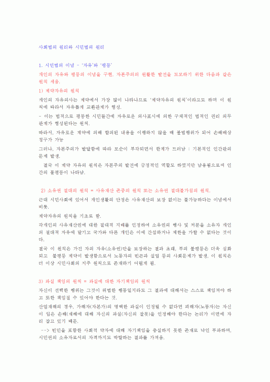 사회법의 원리와 시민법의 원리