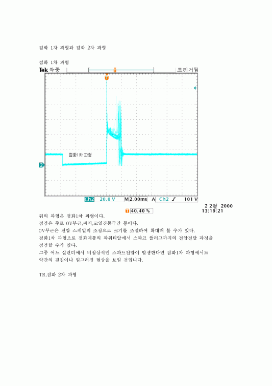 점화 1차 파형과 점화 2차 파형