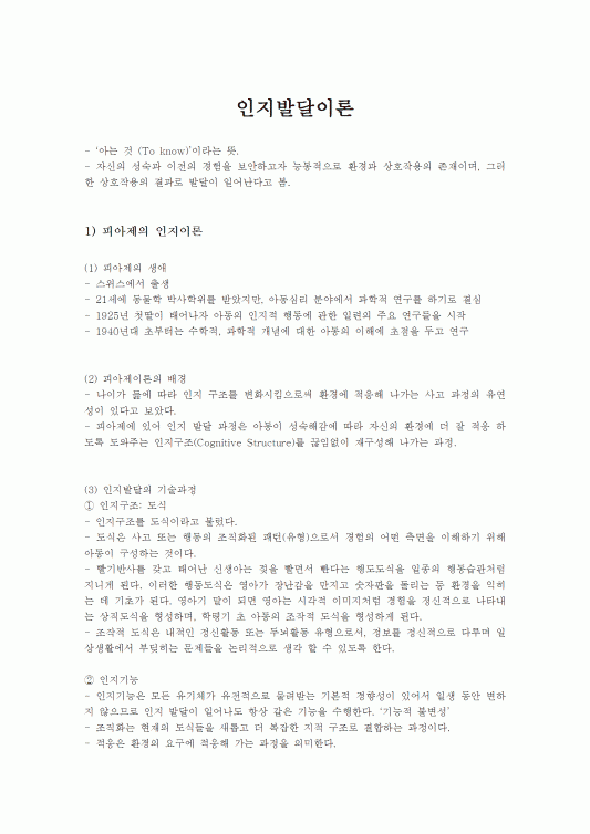 [분석/조사] 인지발달이론