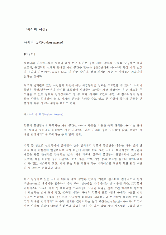 사이버 예절 레포트 자료