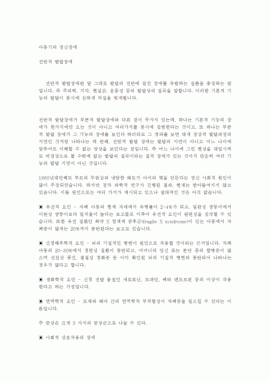 아동기의 정신장애
