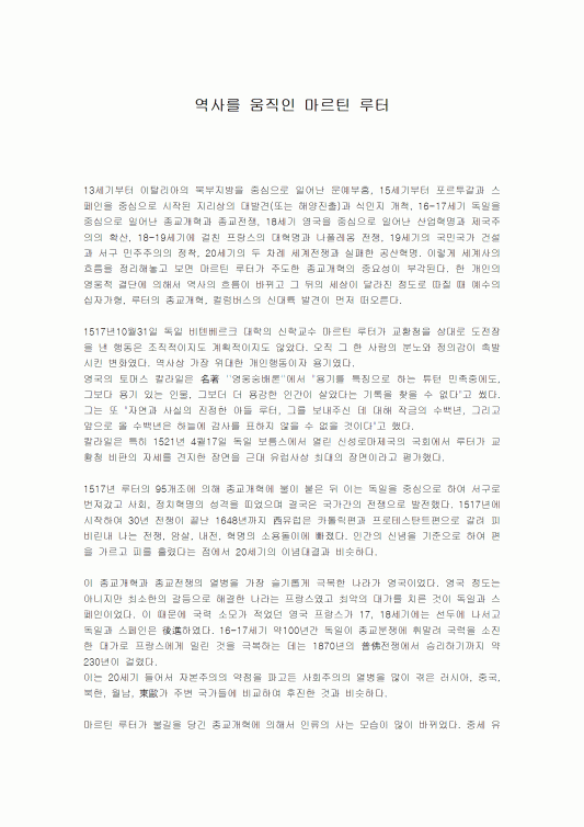 역사를 움직인 마르틴 루터