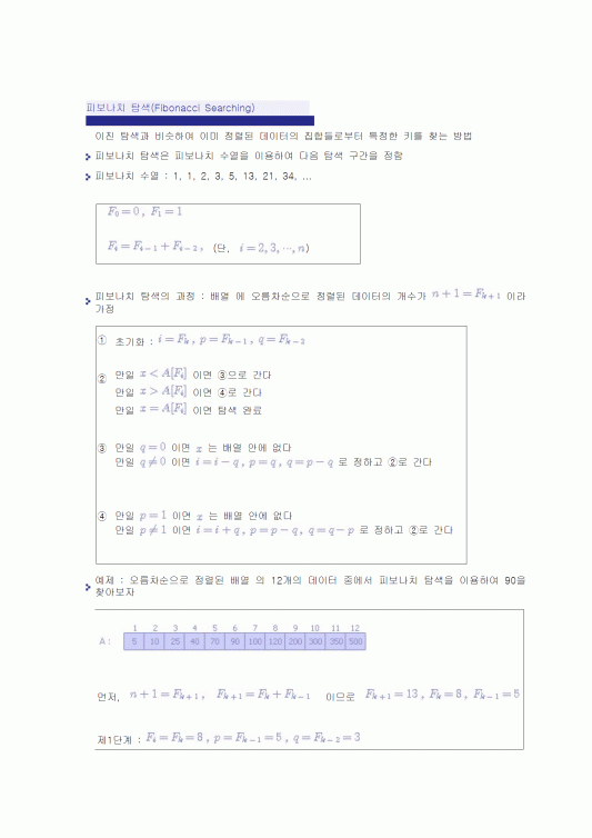 피보나치 탐색 , 보간탐색 