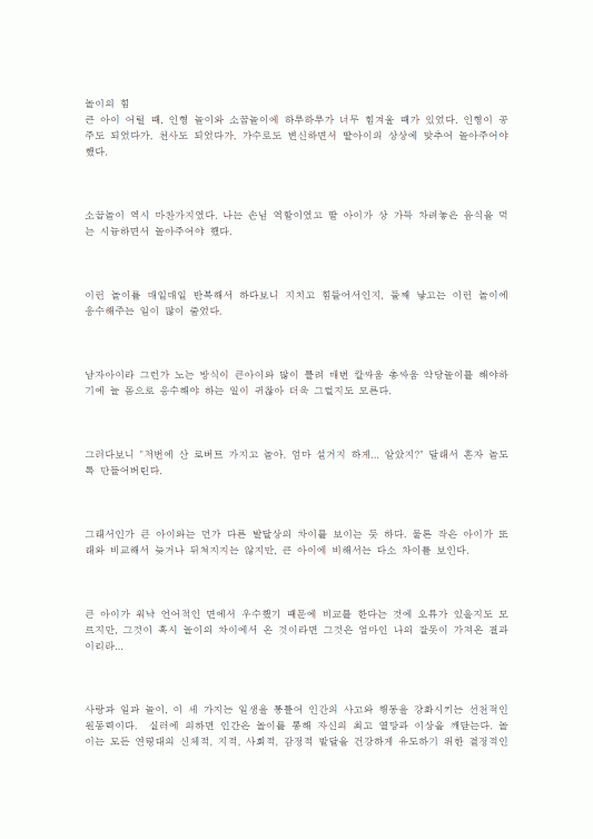 놀이의 힘 레포트 자료