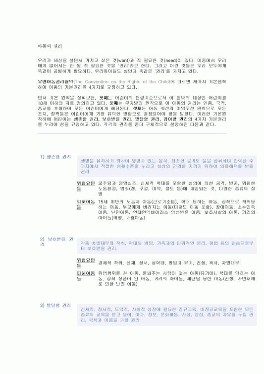아동의 권리 레포트