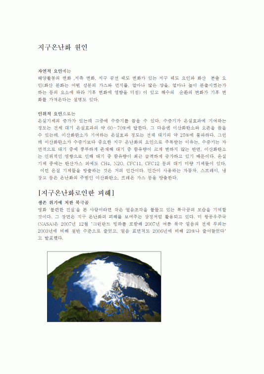 지구온난화의 피해와 원인,느낀점