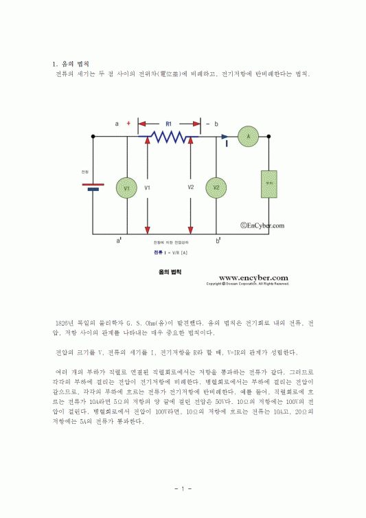 옴의법칙 외 다수 정리