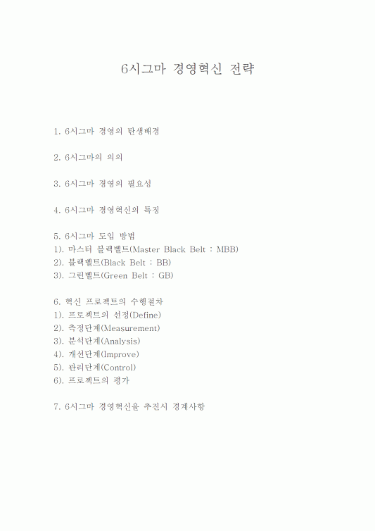 6시그마 경영혁신 전략