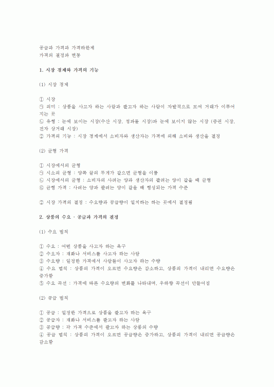 공급과 가격과 가격하한제