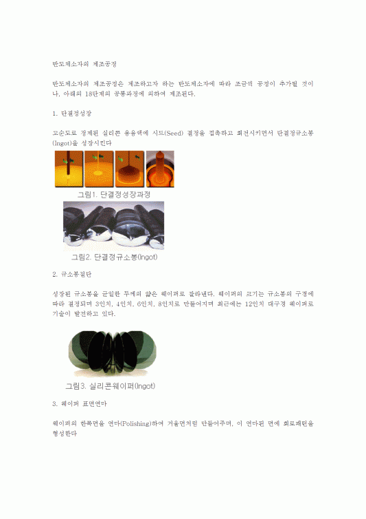 반도체소자의 제조공정 (제조공정에 그림 첨부)