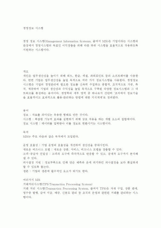 경영정보시스템의 정의와 발전과정