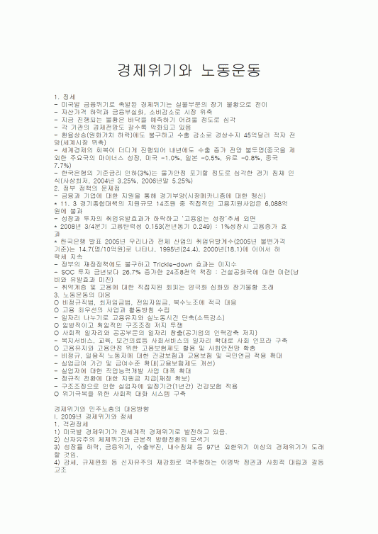 경제위기와 노동운동