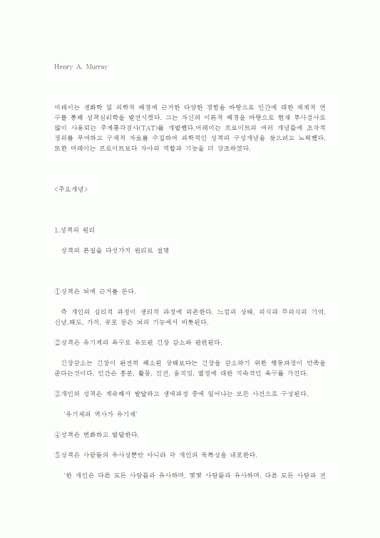 머레이의 욕구이론(성격)