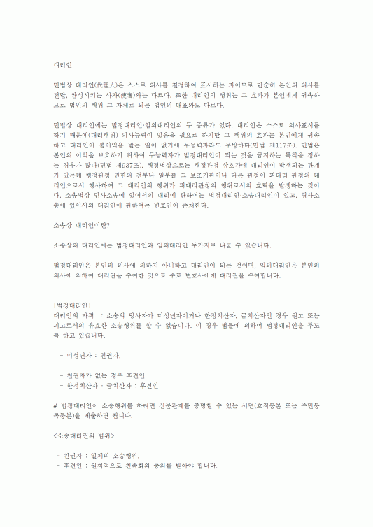 대리인 레포트 자료