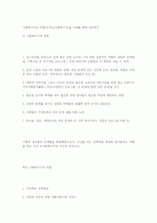 사회복지사 역할과 사례