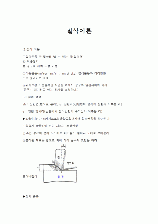 절삭이론 레포트 자료
