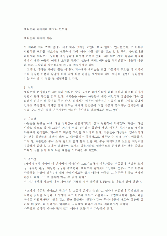에릭슨과 피아제의 비교와 반두라