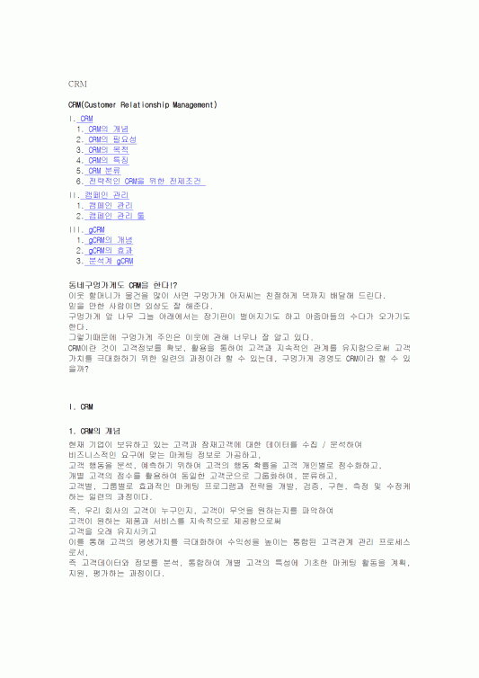 CRM 개념 레포트 자료