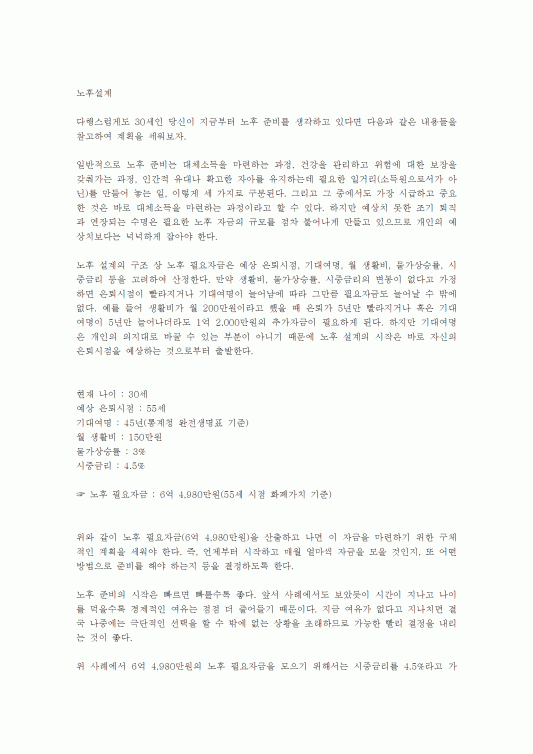 노후설계 레포트 자료