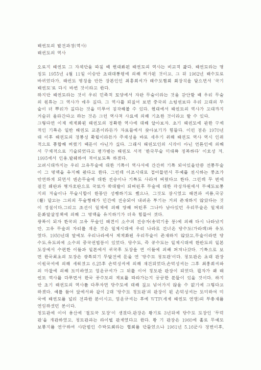 태권도의 발전과정