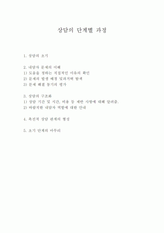 상담의 단계별 과정