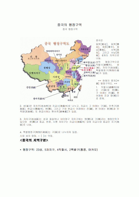 중국의 행정구역