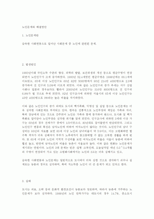[분석/조사] 노인문제와 해결방안