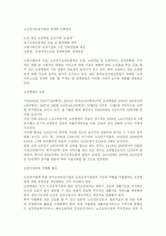 노인장기요양기관의 경쟁력 강화방안
