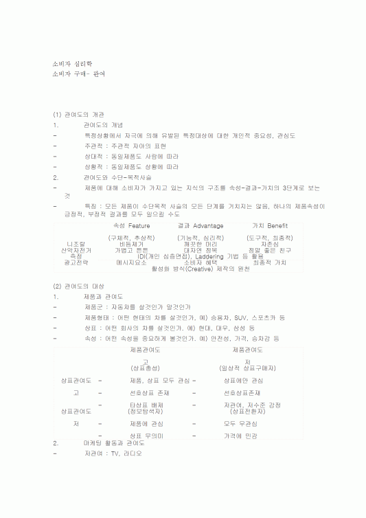소비자 심리학 - 소비자 구매- 관여