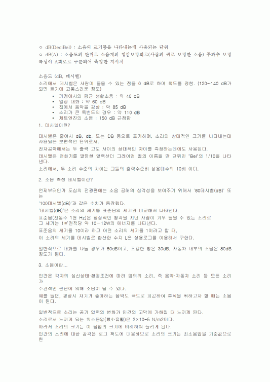 dB와dB(A) 레포트 자료