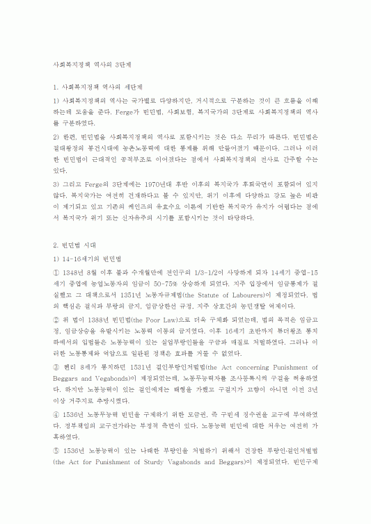 사회복지정책 역사의 3단계