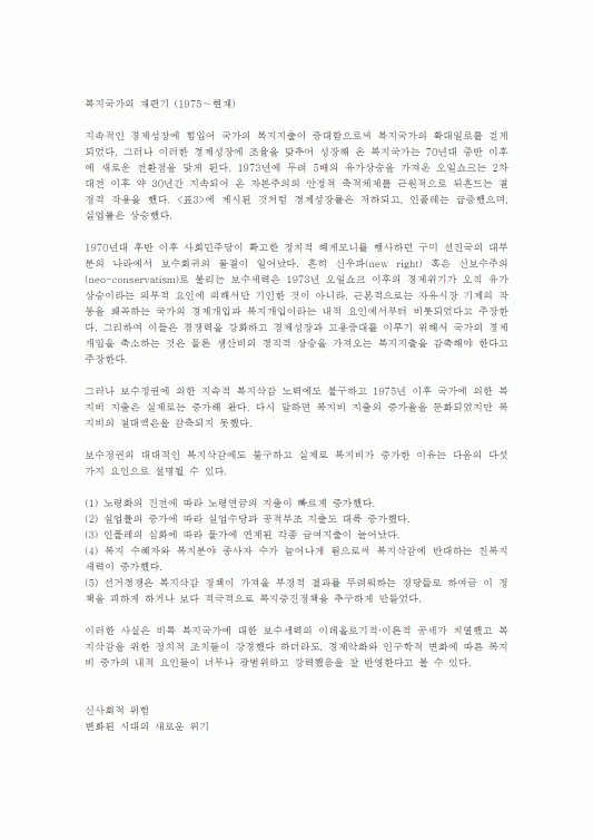 복지국가의 재편기와 신사회적 위험
