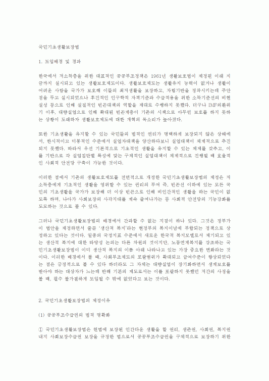 국민기초생활보장법 - 소득층의 경제적 고통