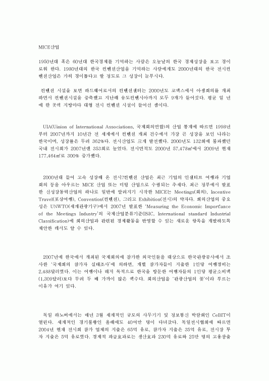 MICE산업 레포트 자료